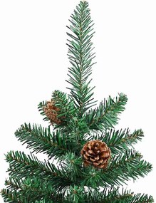 Úzký vánoční stromek pravé dřevo a šišky zelený 180 cm PVC 320958