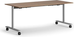 Mobilní stůl MATCH, 180x80 cm, šedá podnož, ořech