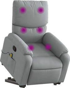 Zvedací masážní polohovací křeslo světle šedé textil 3204836