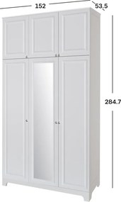 Skříň č. 3 / MDF V.1 + Zrcadlo V.1 + Vysoká nástavba Madrid