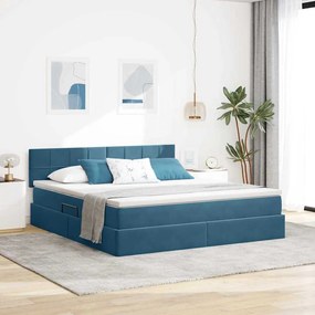Postel s úložným prostorem Tmavě modrá 160 x 200 cm samet 3370771