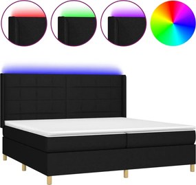 Box spring postel s matrací a LED černá 200x200 cm textil 3138903