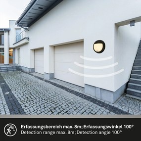 BRI 3785015 Puni LED venkovní nástěnné svítidlo, pohybové čidlo, soumrakový senzor, nabíjecí, černá - BRILONER