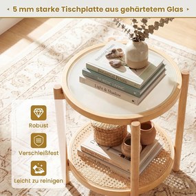 Costway Konferenční stolek ve stylu boho se skleněnou – 47,5 × 47,5 × 58 cm