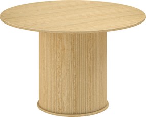 HOMCOM kulatý jídelní stůl pro 5 osob, Ø 120 x 76 cm, kuchyňský stůl s drážkovanou válcovou nohou, přírodní dřevo