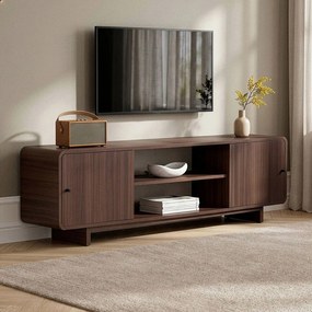 TV stolek v dekoru ořechu v tmavě přírodní barvě 180x52x34 cm Mirel – Nordure