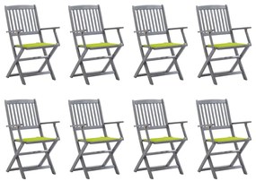 Skládací zahradní židle s poduškami 8 ks masivní akácie,  3078273
