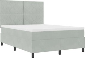 Postel s boxspringem s čelo Světle šedá 160 x 200 cm samet 3339908