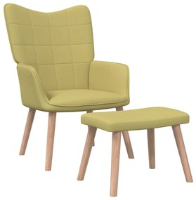 Relaxační křeslo Hutton se stoličkou - textil | zelené