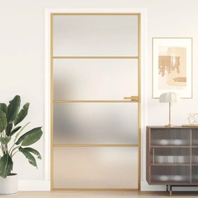 Interiérové dveře úzké zlaté 102,5x201,5 cm tvrzené sklo hliník - Default Title
