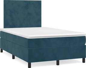 Box spring postel s matrací a LED tmavě modrá 120x190 cm samet 3270303