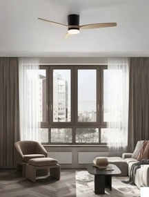 LED černo-dřevěné designové stropní svítidlo Aloa s dálkovým ovládáním 18W