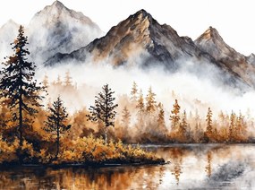 Obraz na plátně - Mlžný podzim u Frael Sea FeelHappy.cz Velikost obrazu (šířka x výška): 180 x 60 cm