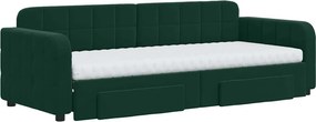 Válenda s přistýlkou a zásuvkami tmavě zelená 80 x 200 cm samet 3196996