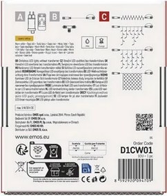 Propojovací vánoční řetěz bez zdroje EMOS Connecting D1CW01 ZY1441 100LED krápníky 2,5x0,9m teplá bílá