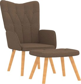 Relaxační křeslo se stoličkou hnědé textil 327537