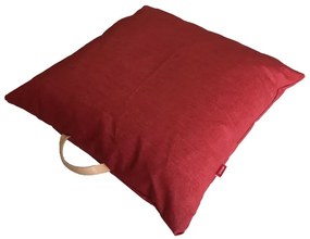 Lněný povlak na sedací polštář s koženým uchem - Red Rozměr mix: 50x50 cm