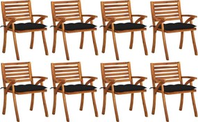 vidaXL Zahradní židle s poduškami 8 ks masivní akáciové dřevo [3075224] Barva: Černá