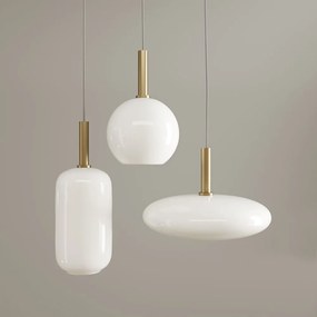 Toolight - Skleněná závěsná lampa APP668-1CP, mléčné sklo, zlatá-bílá, OSW-04662