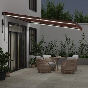 Automatická zatahovací markýza s LED světly hnědá 450 x 350 cm 3215410