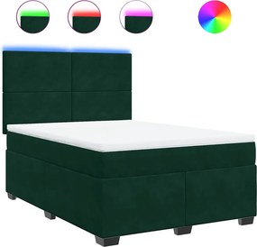 Box spring postel s matrací tmavě zelená 140x200 cm samet 3293227