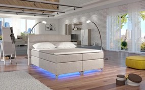 Postel Boxspring Amadeus + LED 200x180, béžová (látka - bao 13)