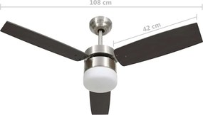 vidaXL Stropní ventilátor světlo a dálkový ovladač 108 cm světle hnědý [51491] Barva: světle hnědá