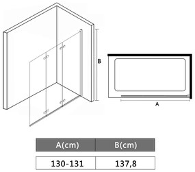 Skládací sprchový kout se 3 panely ESG 130 x 138 cm,  144679