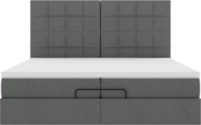 Osmanský rám postele s matrací tmavě šedý 200x200cm textil 3313183
