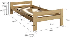 Postel z masivu VitBed 80x200 Fumi borovice s roštem