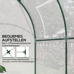 Zeleninový skleník Outsunny 180x180x200 cm Malý tunelový skleník s rolovacím dveřmi a oknem pro pěstování rostlin a květin Bílá