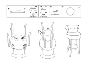 Mauro Ferretti Barová židle LUXY CREMA 46X48X96 cm
