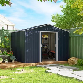 Skl storage shed Outsunny 4,9 m², zahradní kůlna s pultovou střechou, posuvné dveře, základna, 277 x 195 x 192 cm, kůlna na nářadí z pozinkované ocel…