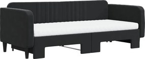 Válenda s přistýlkou a matracemi černá 90 x 200 cm samet 3197091