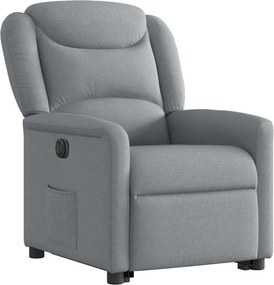 Elektrické zvedací polohovací křeslo světle šedé textil 3303214