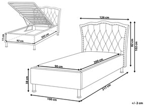 Jednolůžková postel 200 x 90 cm Metty (béžová) (s roštem) (s úl. prostorem). 1081383