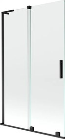 Mexen Velar L, 2-křídlová posuvná vanová zástěna 110 x 150 cm, 8mm čiré sklo, černá matná, 896-110-003-01-70