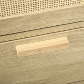 HOMCOM Noční stolek s 3 zásuvkami z ratanového pletiva, dřevěný komoda pro ložnici, obývací pokoj, bohémský styl 60x38x69 cm