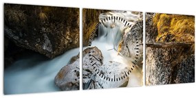 Obraz - Lesní potok (s hodinami) (90x30 cm)