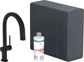 Hansgrohe Aqittura M91 - Dřezová baterie s výsuvnou koncovkou, SodaSystem, sBox lite, matná černá 76838670