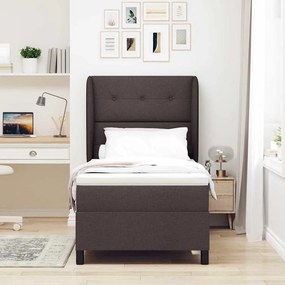 Postel s boxspringem s čelo Tmavě hnědá 90 x 190 cm textil 3340539