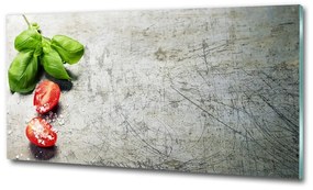 Wallmuralia Fotoobraz na skle Rajčata a bazilka 100x50