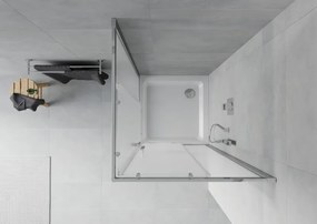 Mexen Rio čtvercový sprchový kout 90 x 90 cm, 5mm sklo, sklo námraza, chromový profil + slim sprchová vanička 5cm, 860-090-090-01-30-4010
