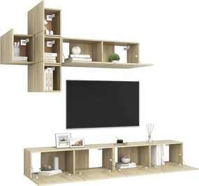 7dílný set TV skříněk dub sonoma kompozitní dřevo 3079024