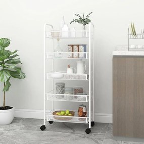Kuchyňský vozík s 5 patry bílý 46 x 26 x 105 cm železo 336329