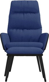 Relaxační křeslo se stoličkou modré textil a umělá kůže 3097510