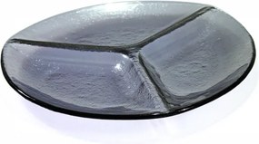 BDK-GLASS Skleněný servírovací talíř 31 cm se 3 přihrádkami