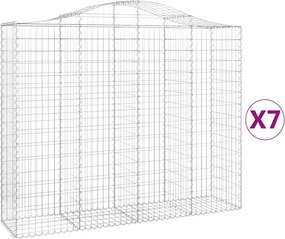 Klenuté gabionové koše 7 ks 200x50x160/180cm pozinkované železo 3145708