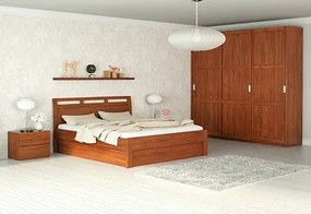 Dřevěná postel z masivu Postelia BREMA Buk postel s úložným prostorem 140x200cm - bukové dvoulůžko o šíři masivu 4 cm