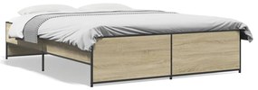 Rám postele dub sonoma 140 x 200 cm kompozitní dřevo a kov,  3279888
